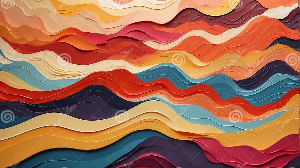 Vibrant Abstract Layered Wave Pattern Stock Illustration - Illustration ...