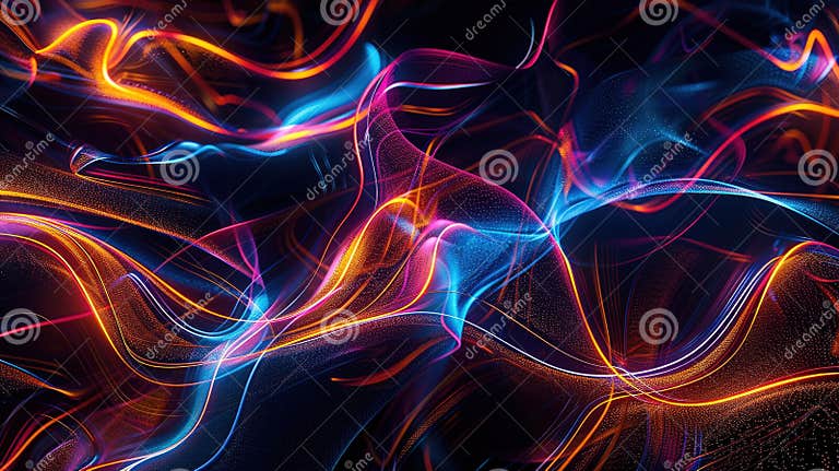 Vibrant Abstract Light Patterns Glow in Dark Background Creating ...