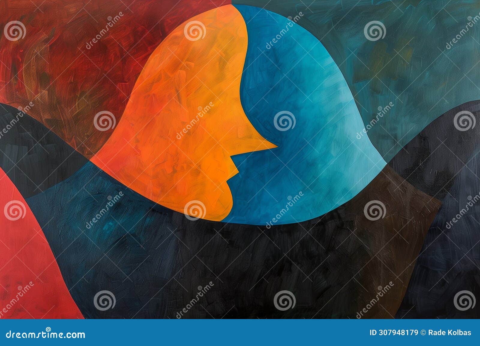 Fluid Abstract Painting with Intertwined Colors - Symbolizing Emotional ...