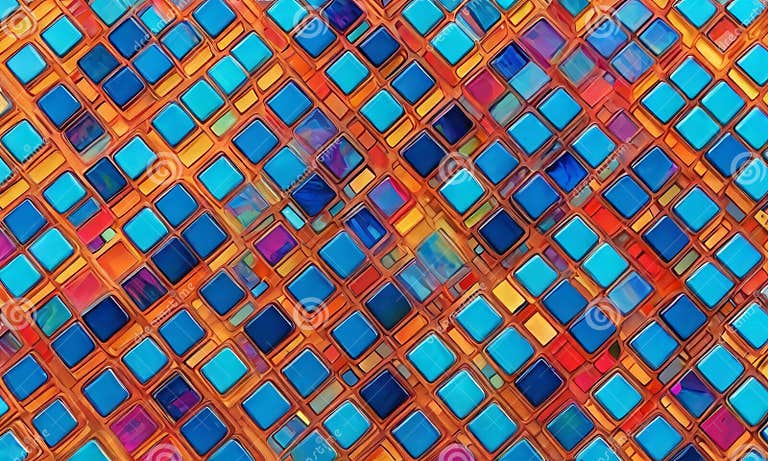 Vibrant Abstract Pattern Overlapping Blue and Orange Squares Creates ...