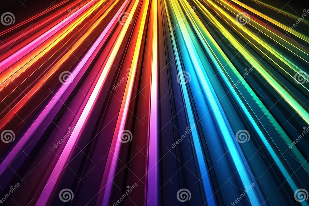Vibrant Abstract Rainbow Spectrum with Glowing Parallel Lines Against a ...