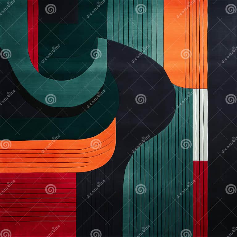 Vibrant Modular Abstract Rug with Balanced Symmetry Designs Stock ...