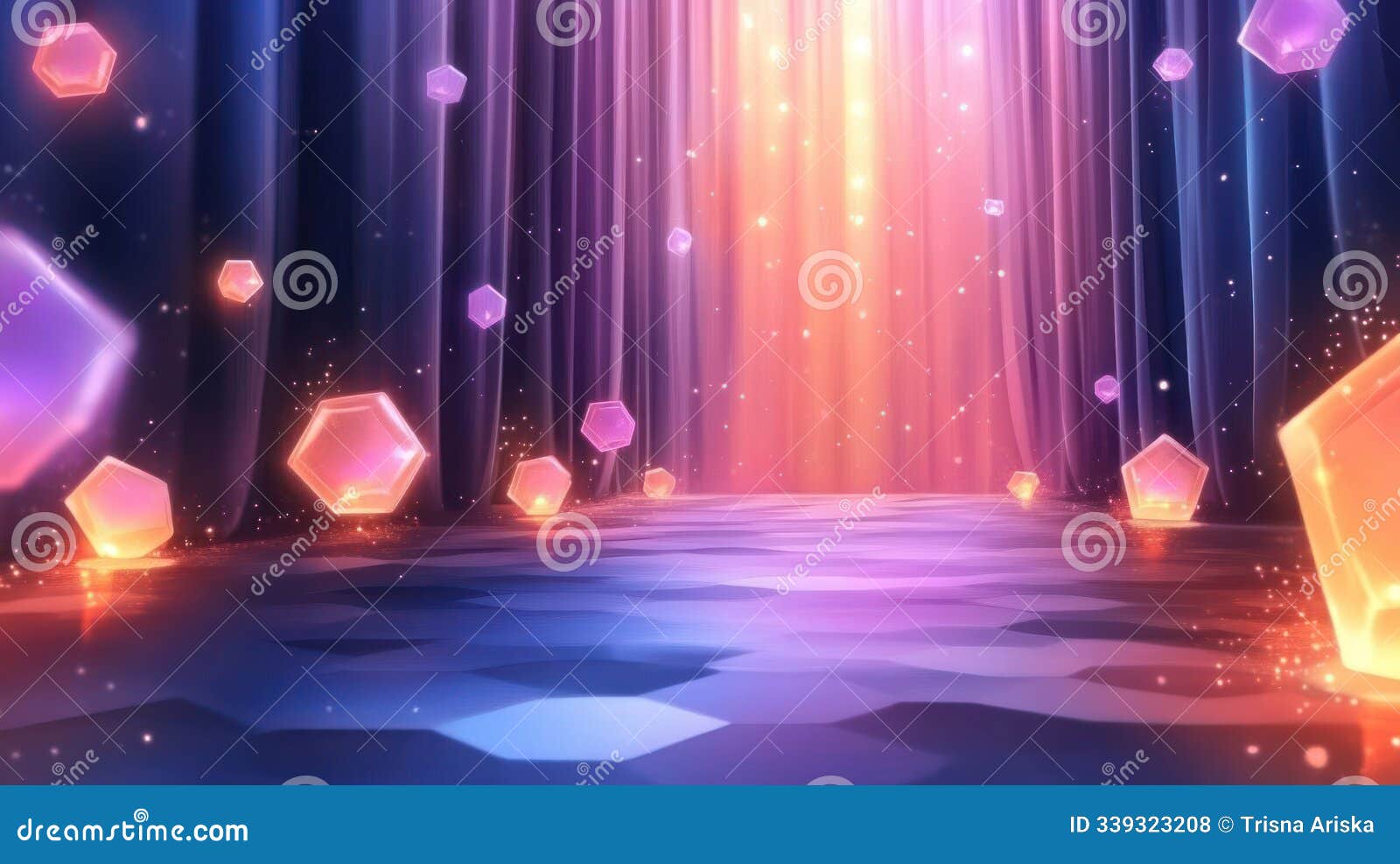 A Vibrant, Abstract Scene with Glowing Hexagonal Shapes and Soft ...