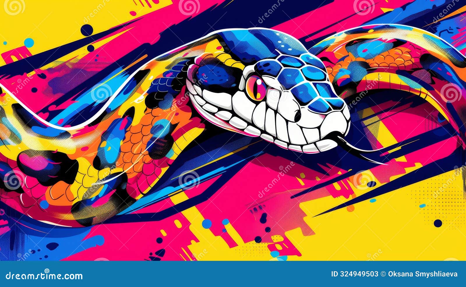 Abstract Art Serpent Temptress Intertwined Apple Tree Symbolizing Transformation And Balance ...