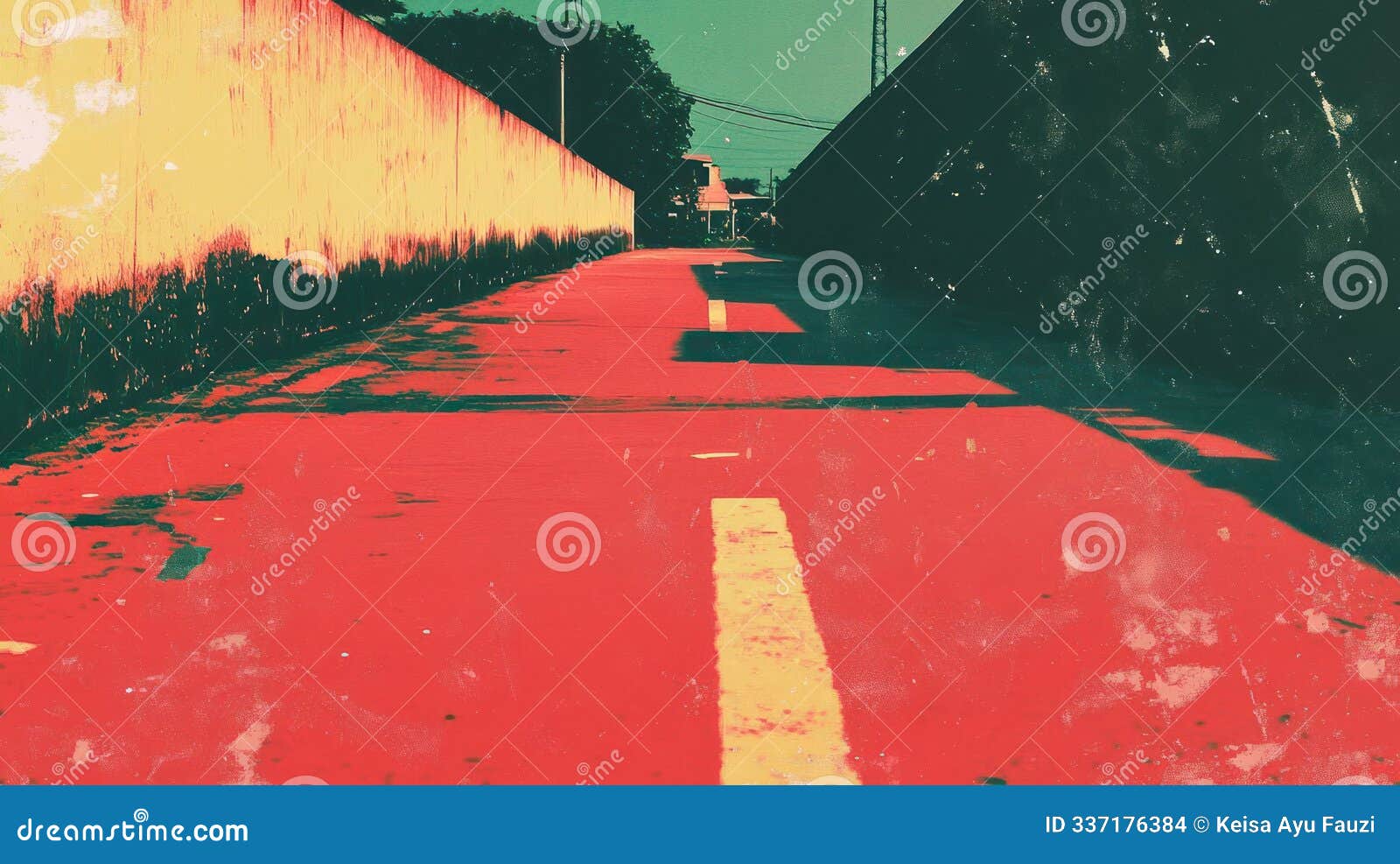 A Vibrant, Abstract View of a Pathway with a Striking Color Palette and ...