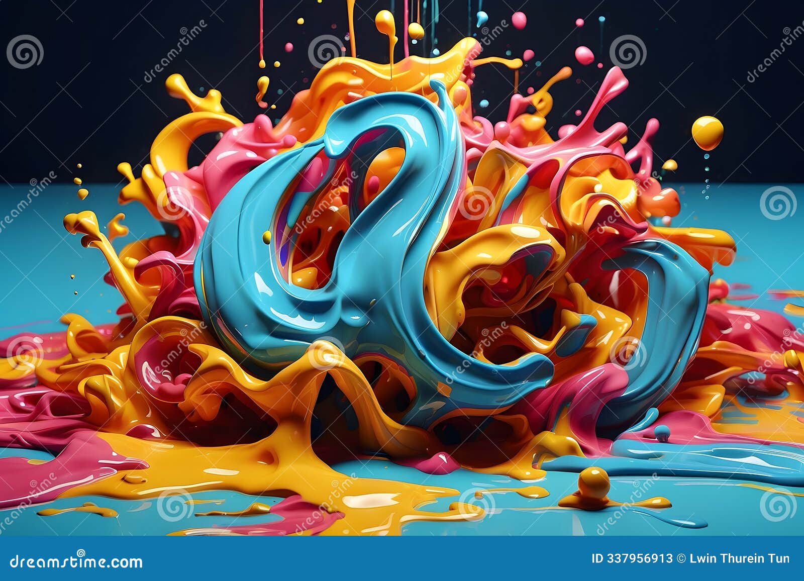 A Vibrant Advertisement Using 3D Liquid Fonts that Appear To Drip Stock ...
