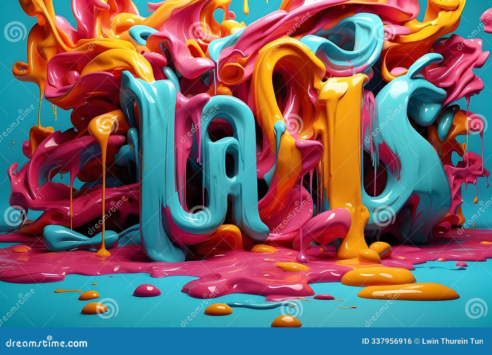 A Vibrant Advertisement Using 3D Liquid Fonts that Appear To Drip Stock ...