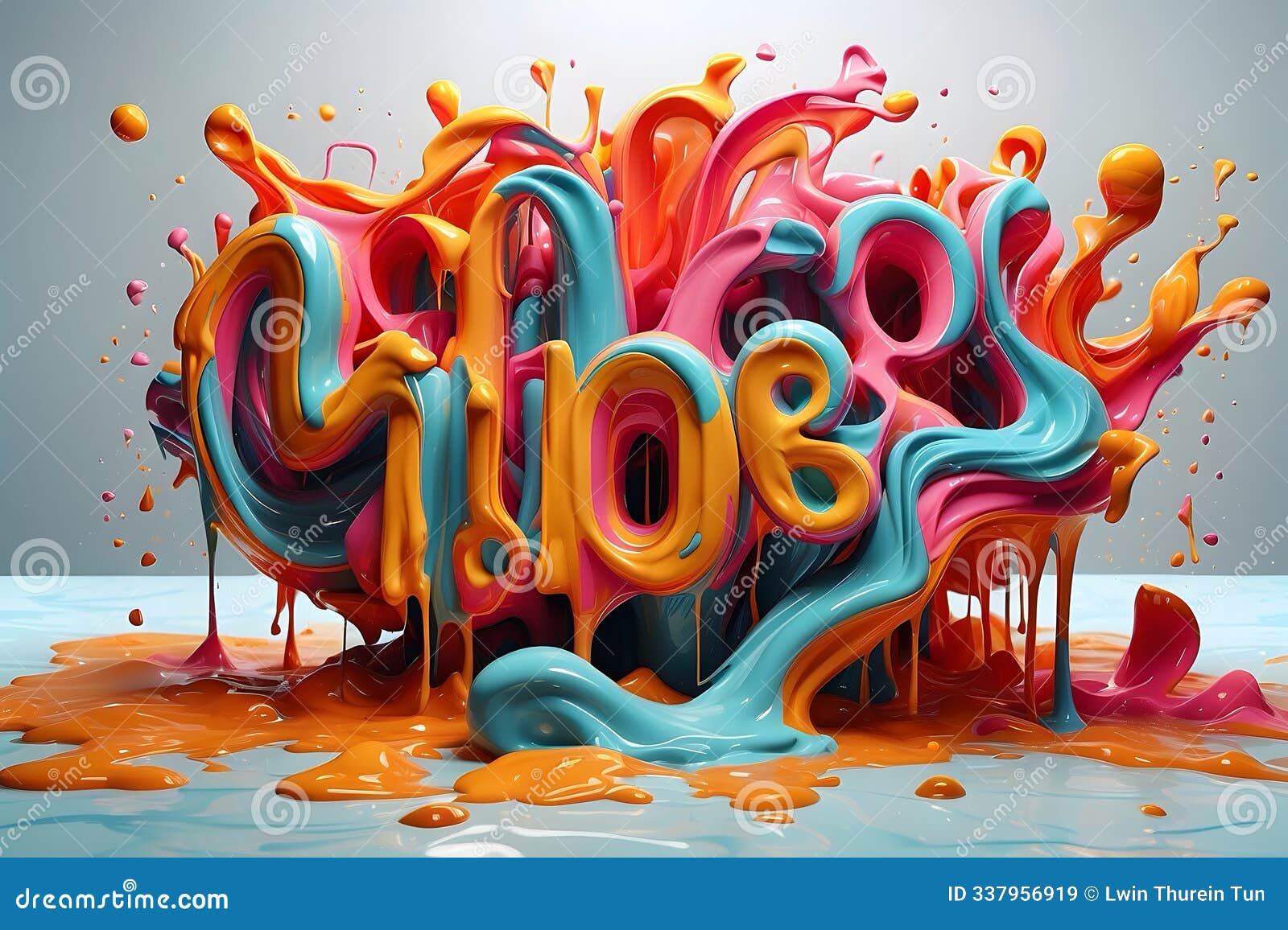 A Vibrant Advertisement Using 3D Liquid Fonts that Appear To Drip Stock ...