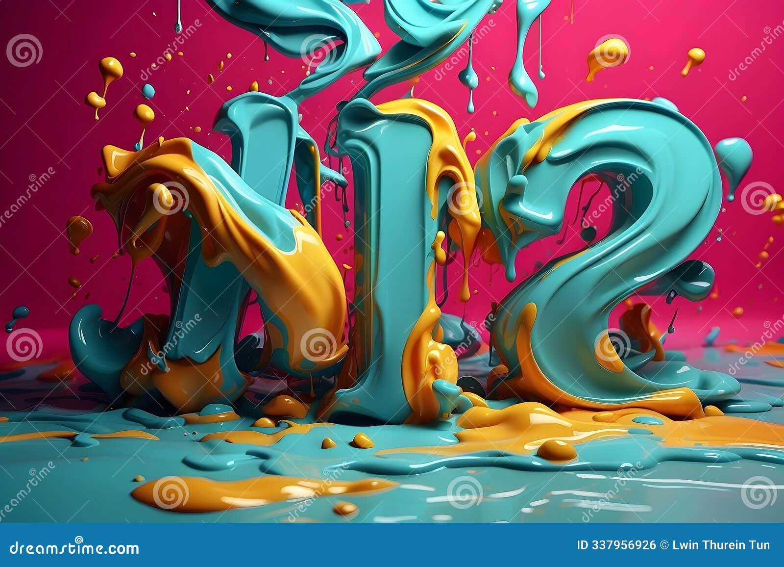 A Vibrant Advertisement Using 3D Liquid Fonts that Appear To Drip Stock ...