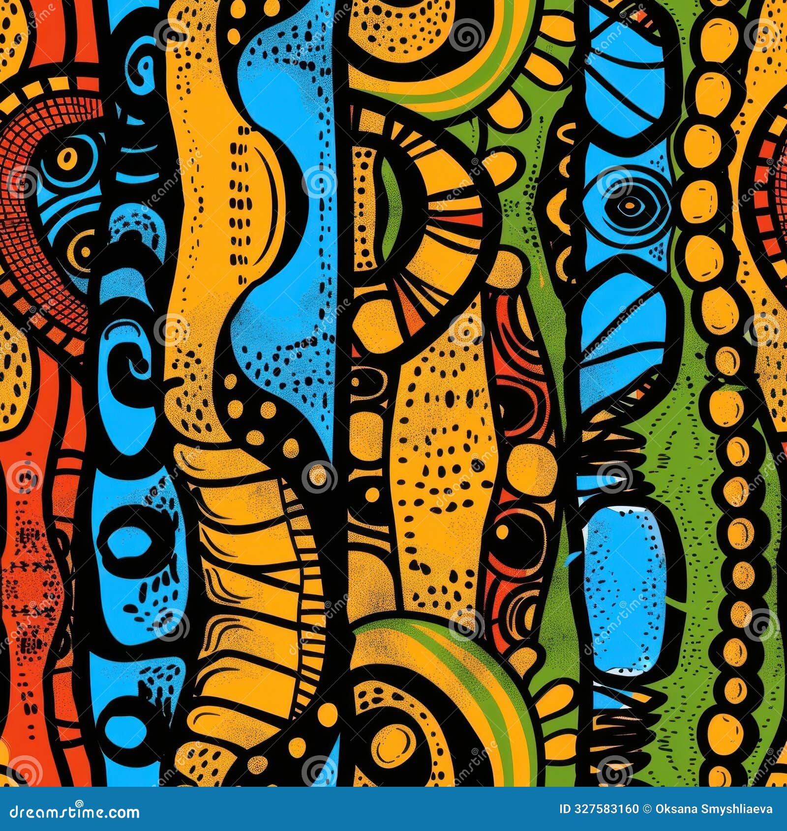 Vibrant African Inspired Tribal Pattern Artwork Stock Photography ...