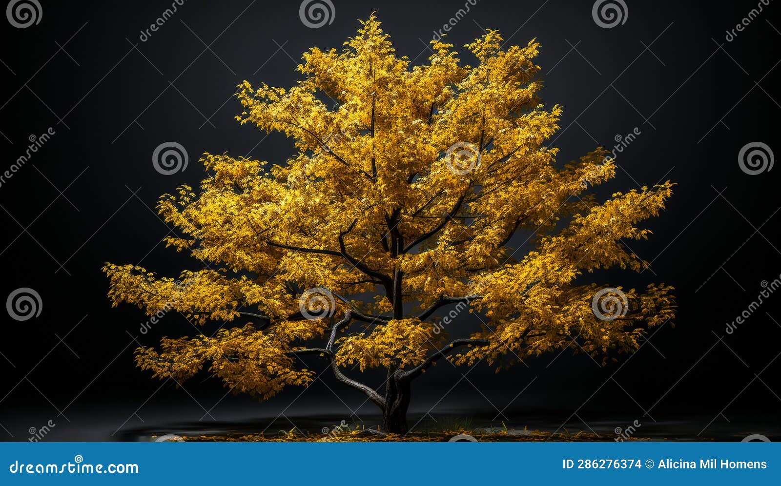 Vibrant AI Generator Illustration of Tree with Autumn Colors Stock ...
