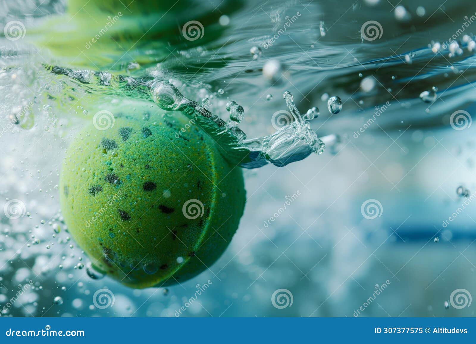 Vibrant Algae Bath Bomb Dissolving in Water, Effervescent Stock Image ...