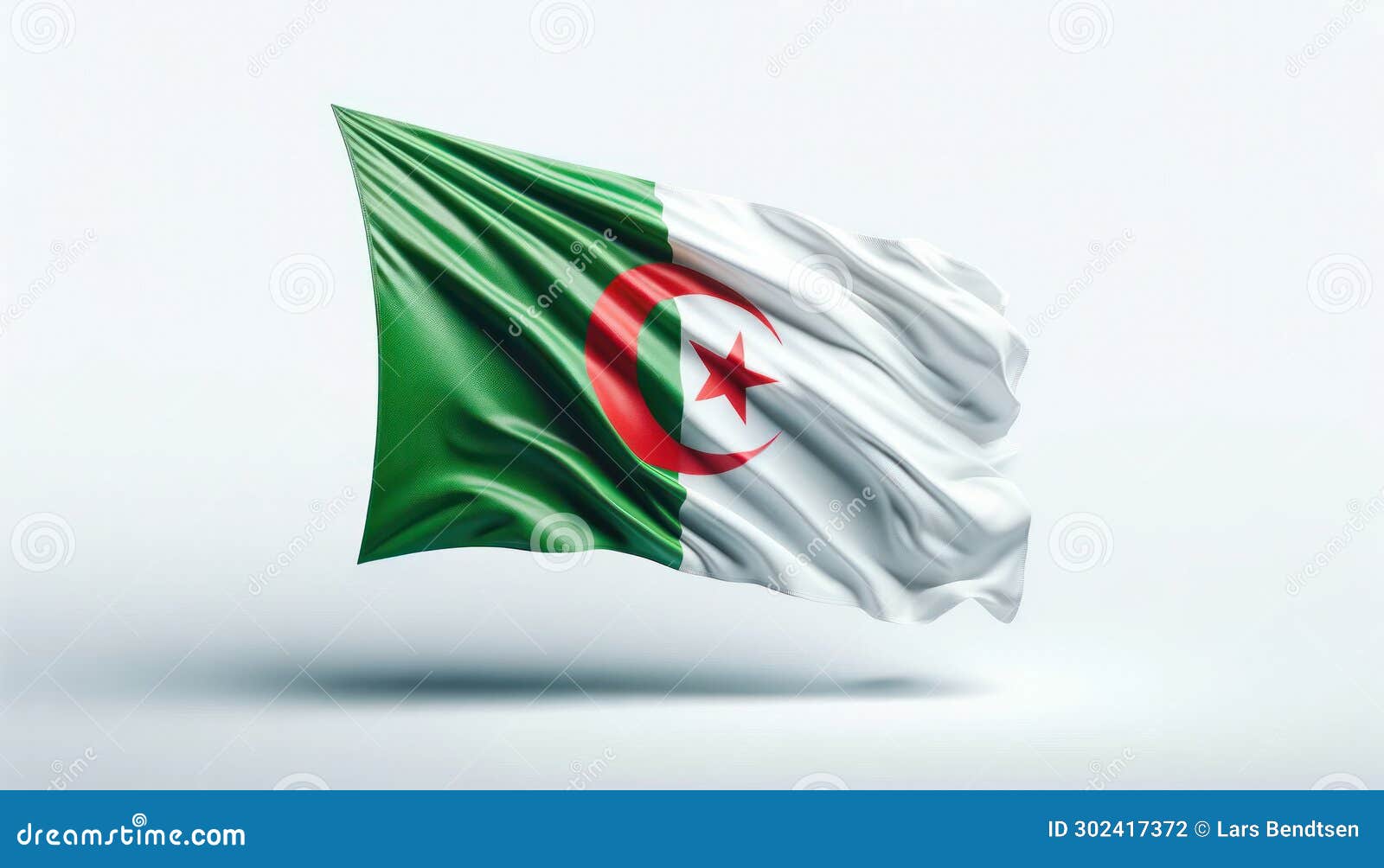 Vibrant Algerian Flag on White Background - AI Generated Stock ...