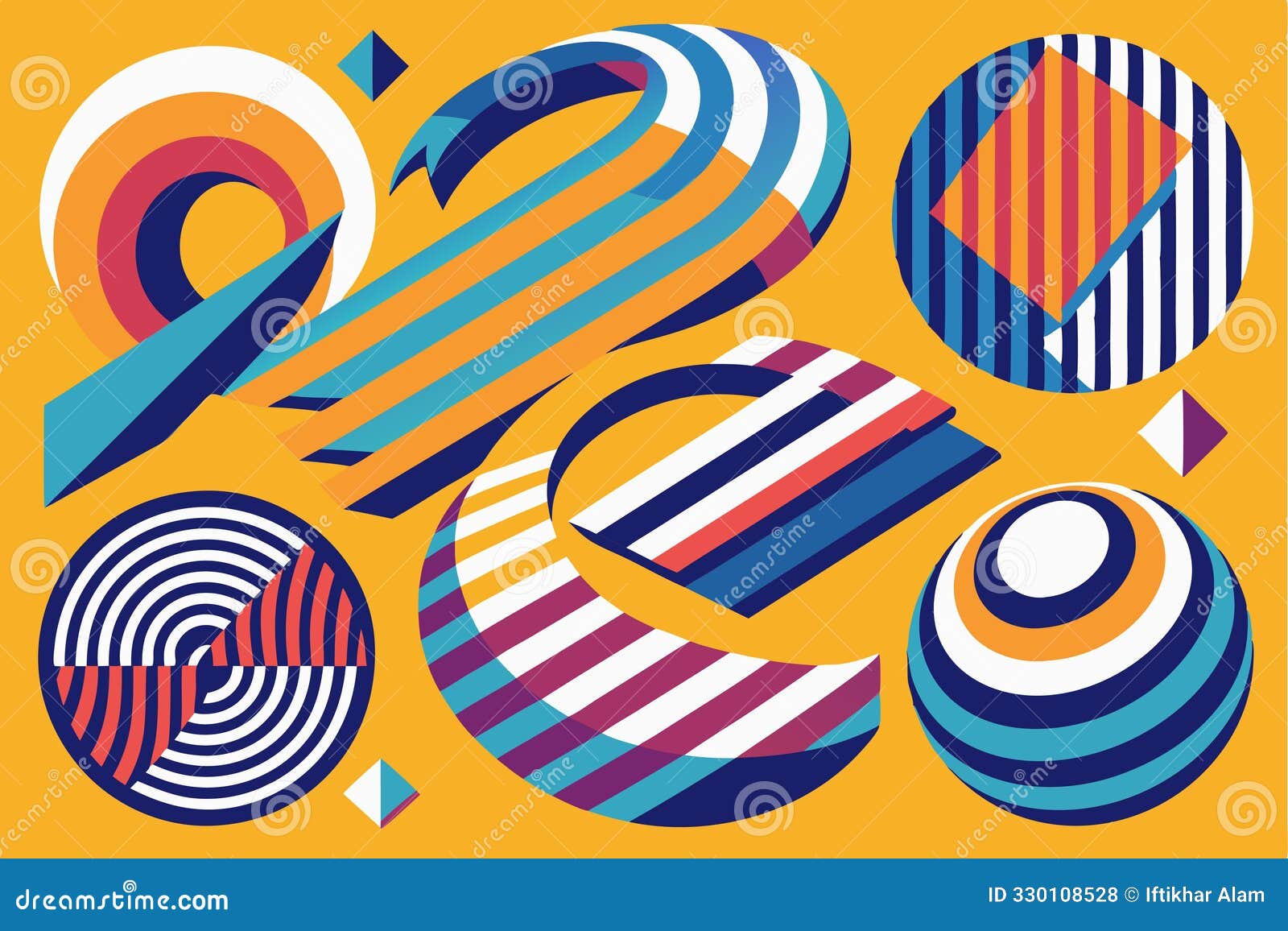 A Vibrant Arrangement of Rotating Elements and Stripes Forms Dynamic ...