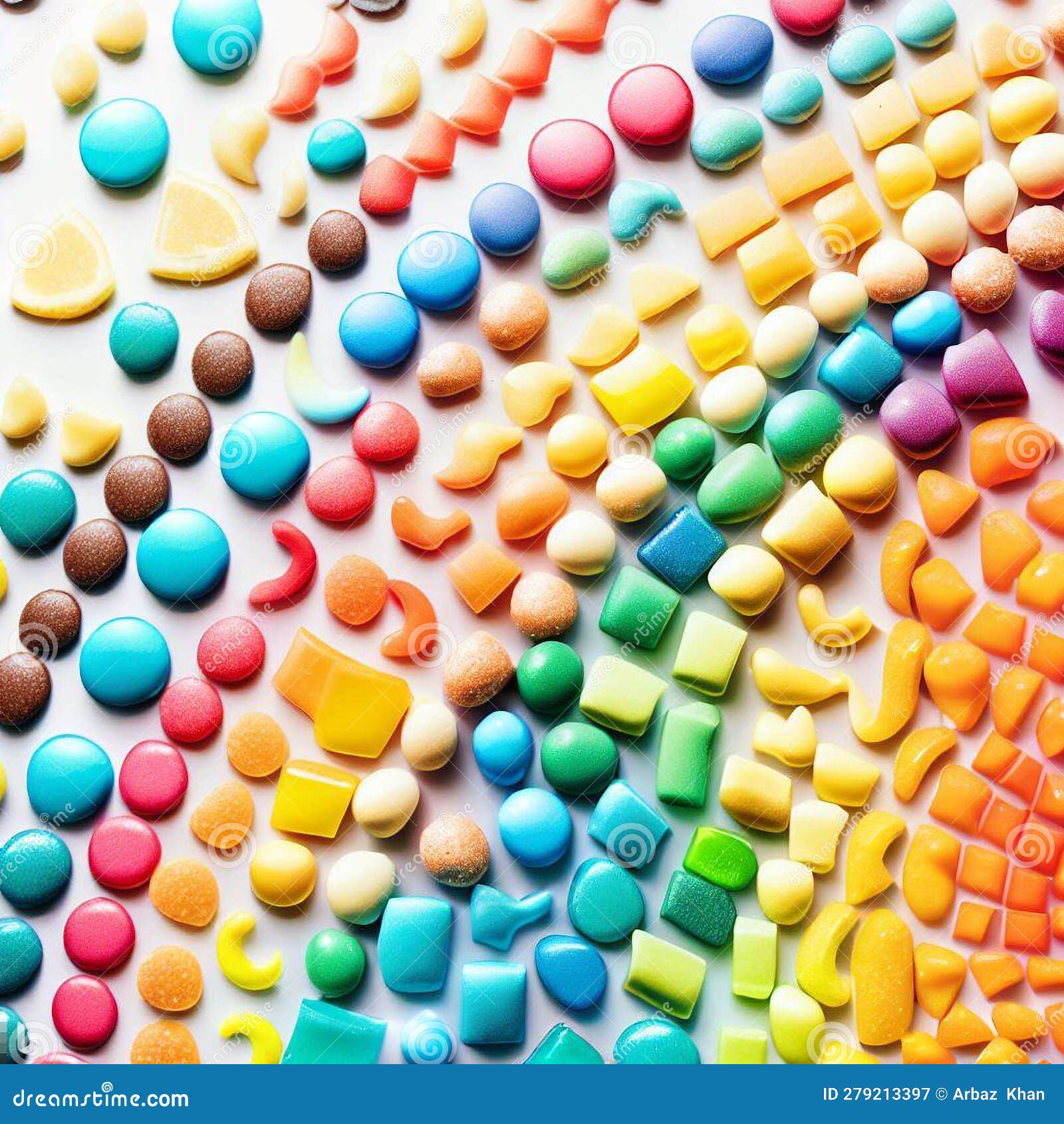 A Colorful Assortment of Candy is Arranged in a Rainbow Pattern on a ...