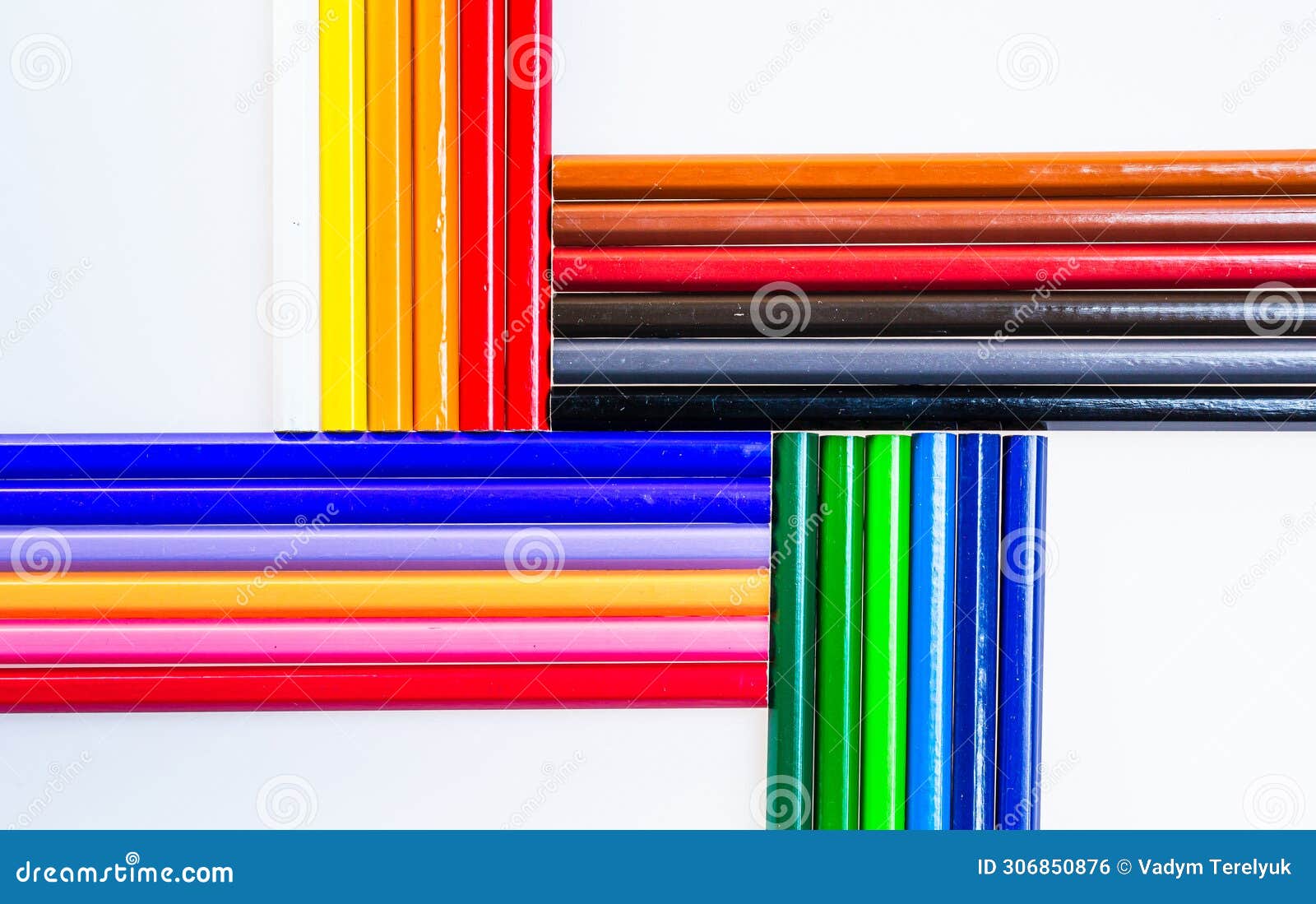 A Vibrant Array of Colored Pencils on a Clean White Surface. a Group of ...