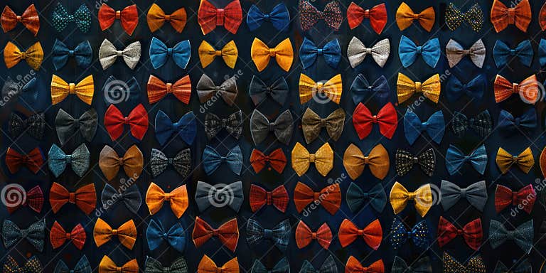 A Vibrant Array of Colorful Bows Displayed in a Minimalist Pattern on a ...