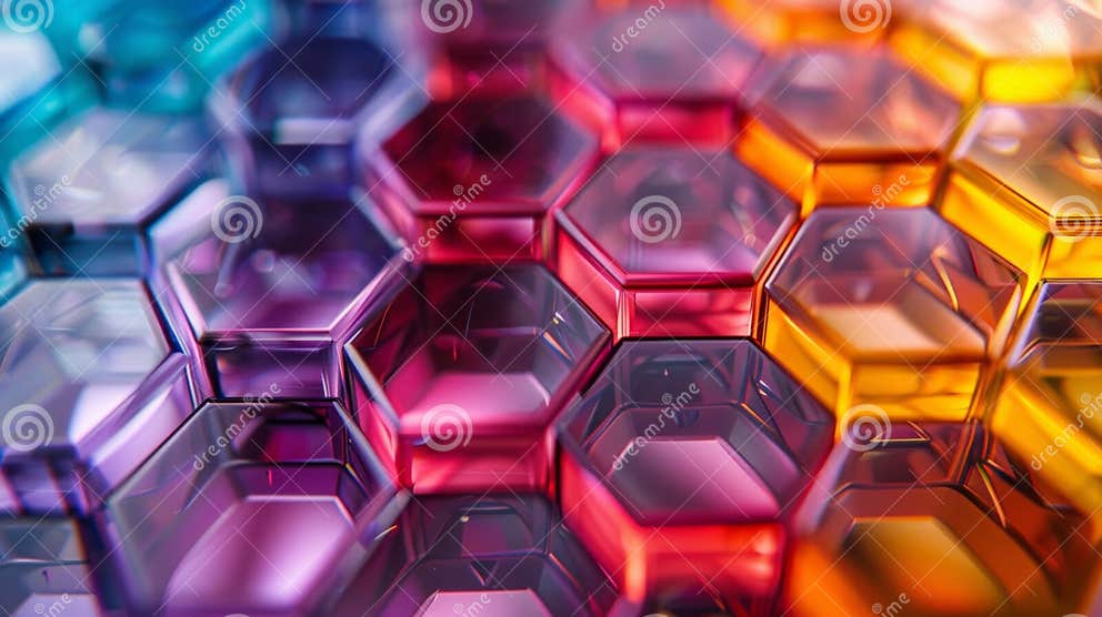 A Vibrant Array of Colorful Hexagonal Shapes Creating a Mesmerizing Mosaic Pattern, Reminiscent ...