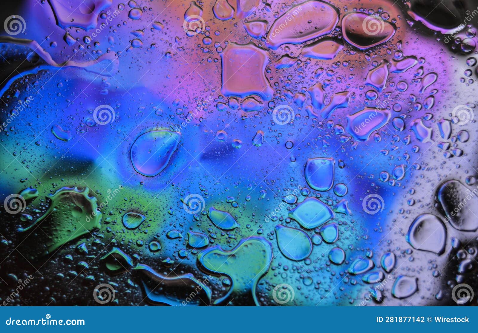 Vibrant Array of Colorful Water Droplets Adorn the Glossy Surface of a ...