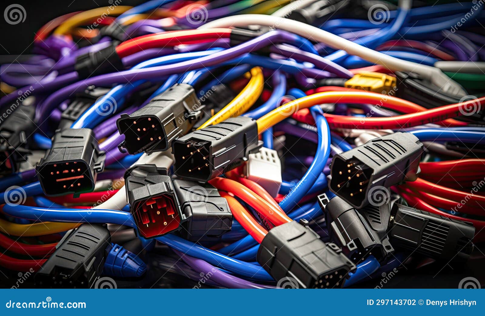 A Vibrant Array of Colorful Wires Intertwined on a Table Stock ...