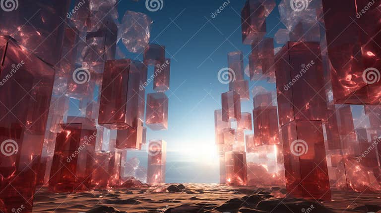 A Group of Rectangular Red and Clear Rectangular Objects Stock ...