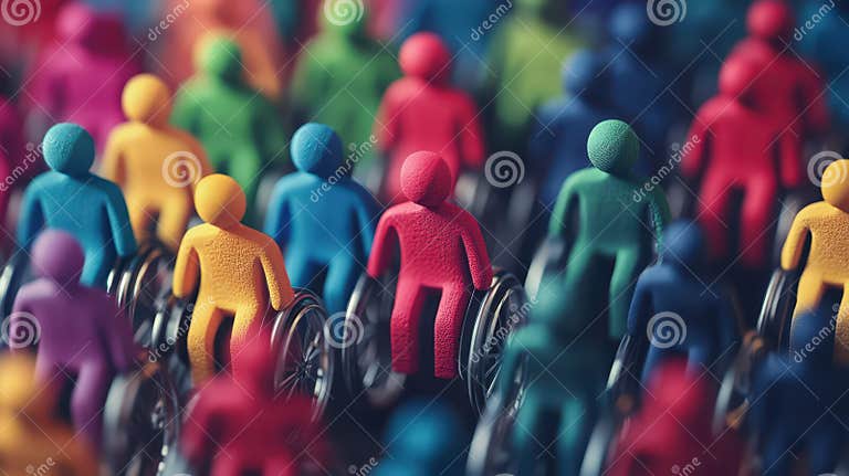 Colorful Wheelchair Figures Symbolize Inclusivity and Diversity Stock ...