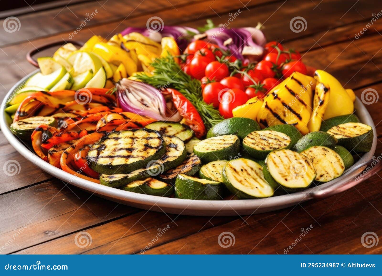 Vibrant Array of Grilled Vegetables on a Large Oval Platter Stock Image ...