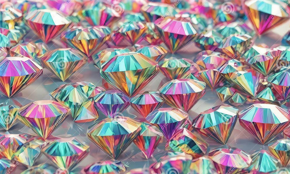 Vibrant Array Multicolored Diamonds, Each with Unique Patterns and ...
