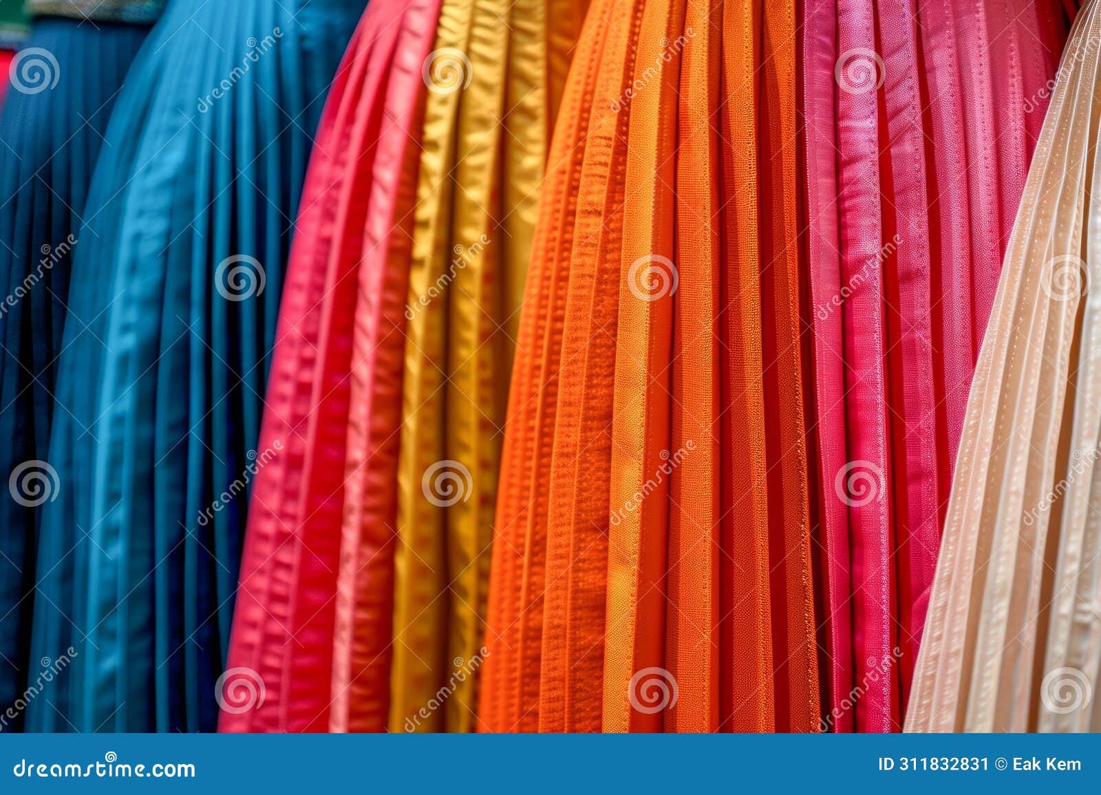 Vibrant Array of Multicolored Fabric Rolls Arranged in a Colorful ...