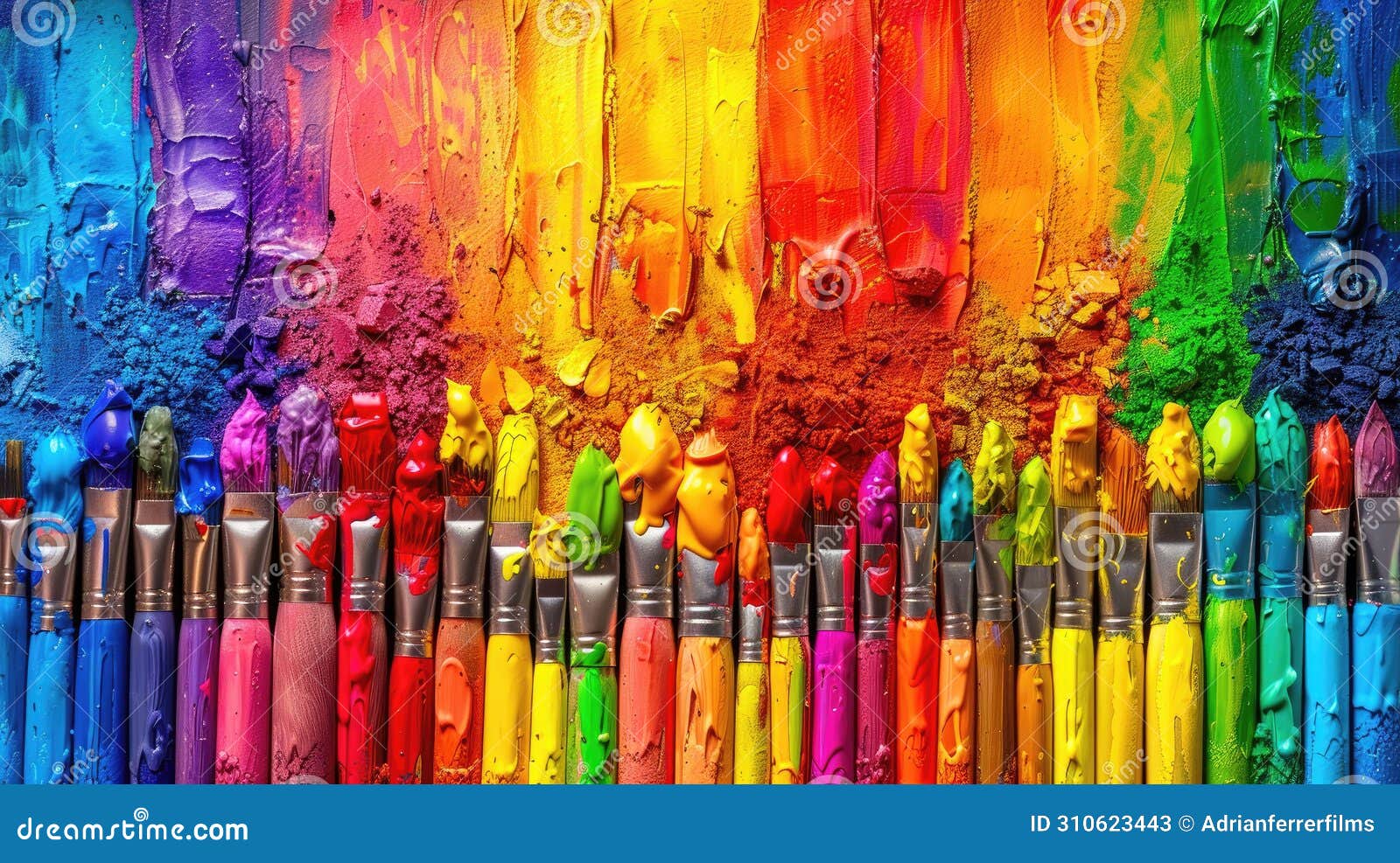 Vibrant Array of Squeezed Paint Tubes with Thick Paint Texture. Stock ...