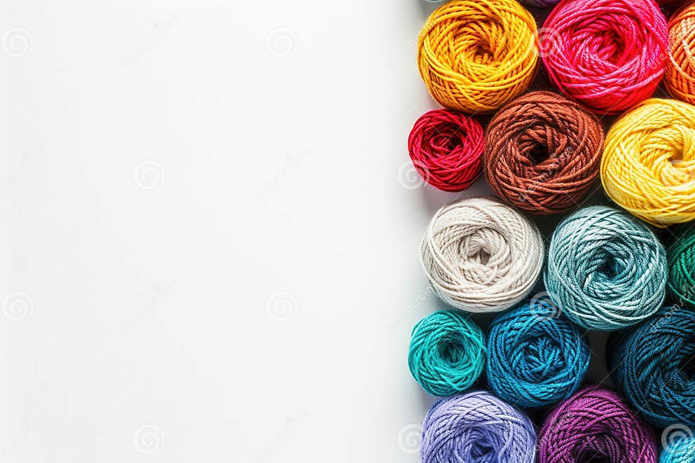 A Vibrant Array of Yarn Rolls Displayed in a Grid Pattern with a Clean ...