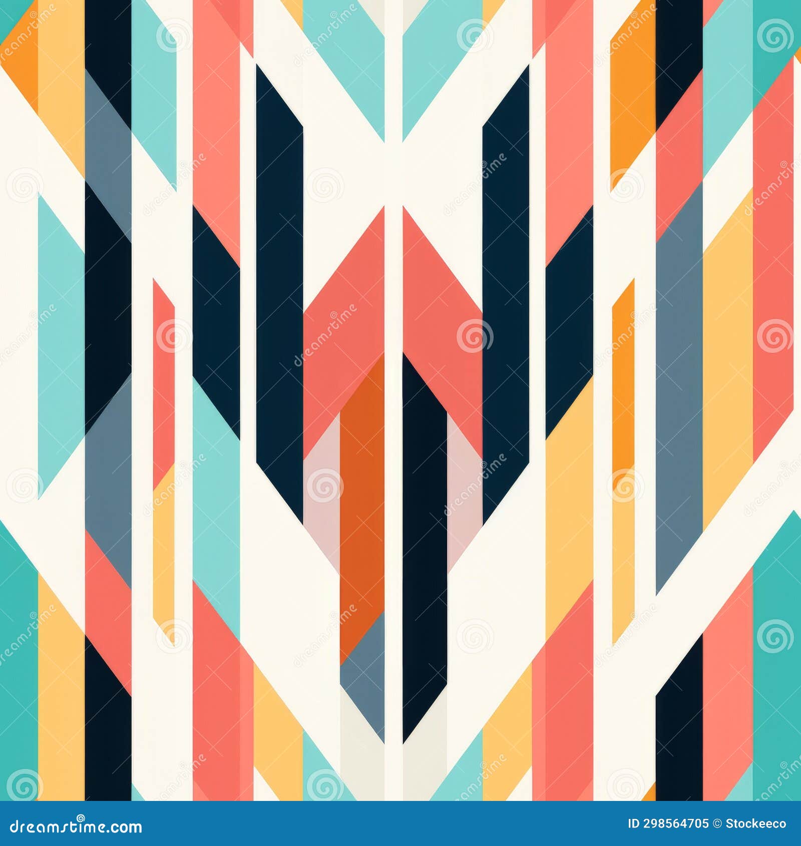 Vibrant Art Deco Geometric Pattern with Bold Colors Stock Illustration ...