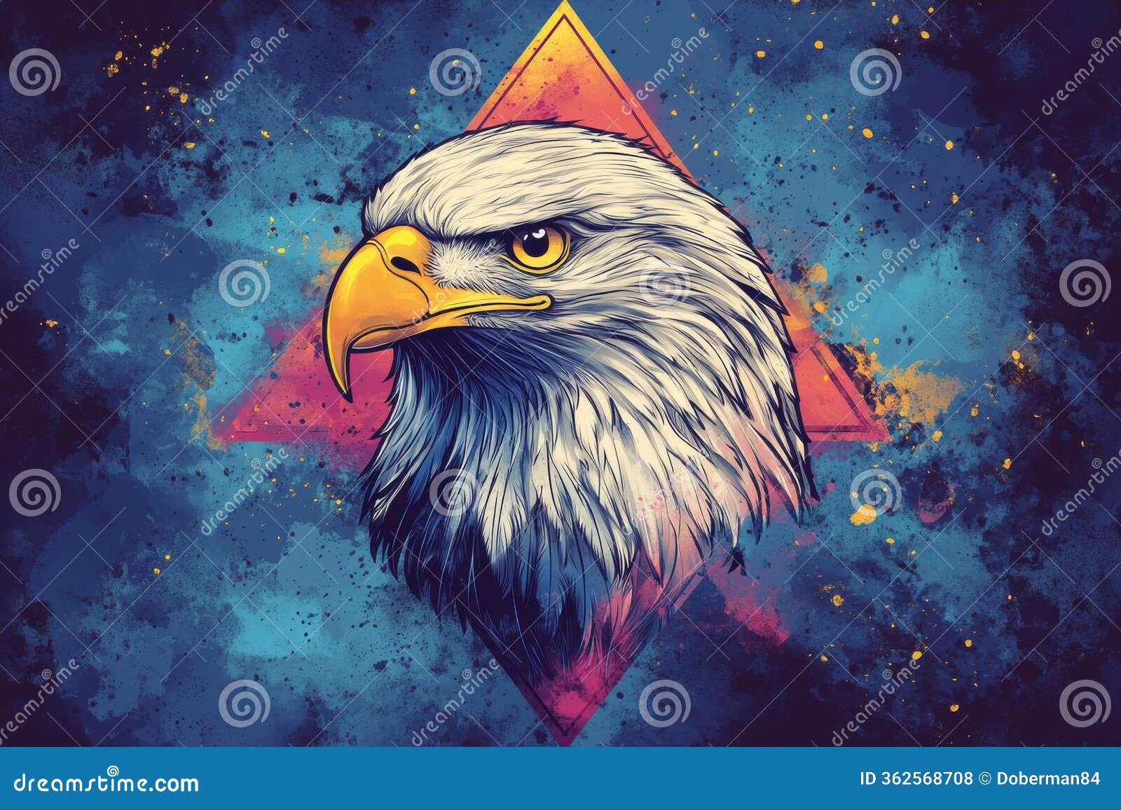 Vibrant Artistic Bald Eagle Head with Colorful Abstract Background ...