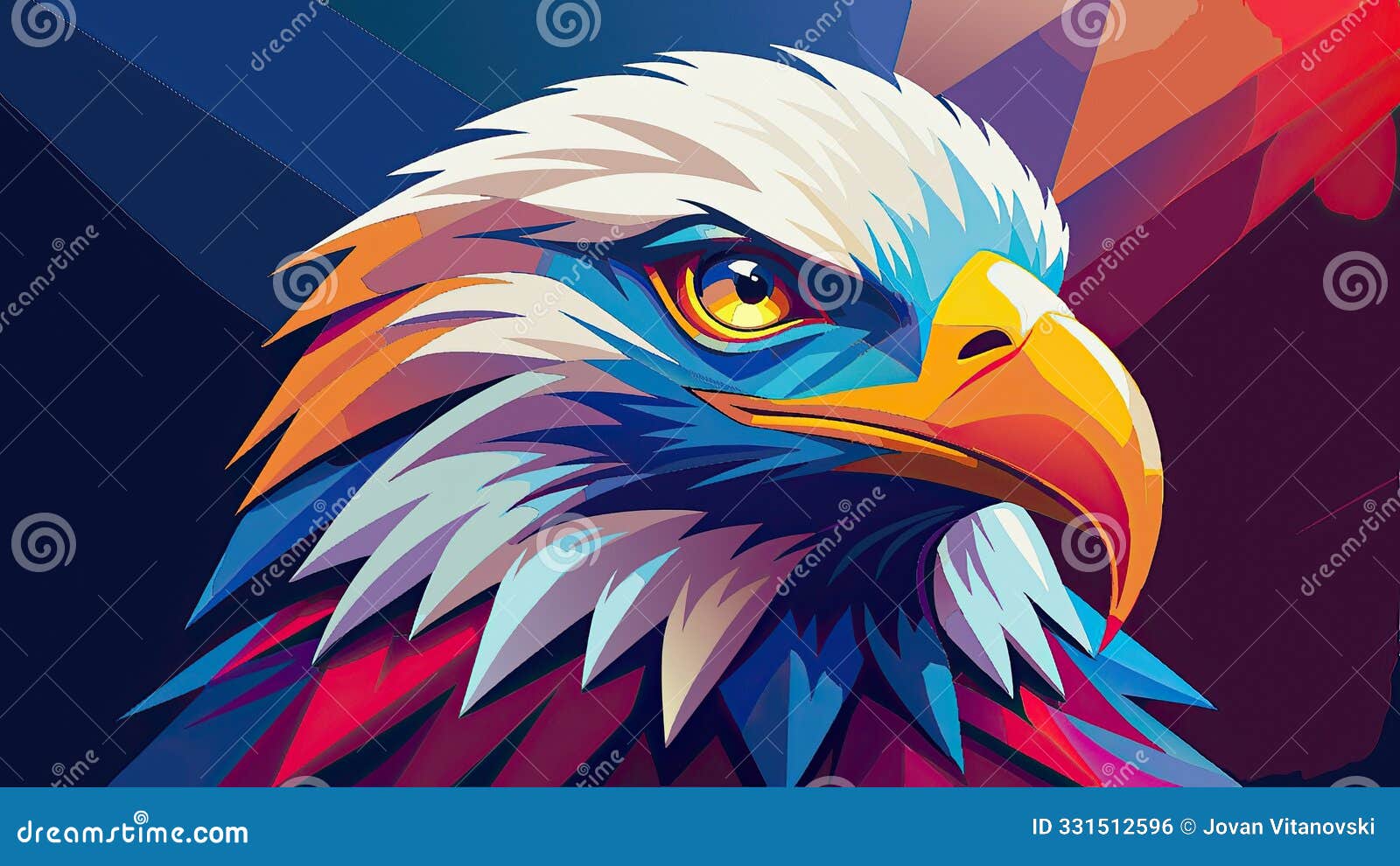 Vibrant Artistic Representation of a Majestic Eagle Head Illustration ...