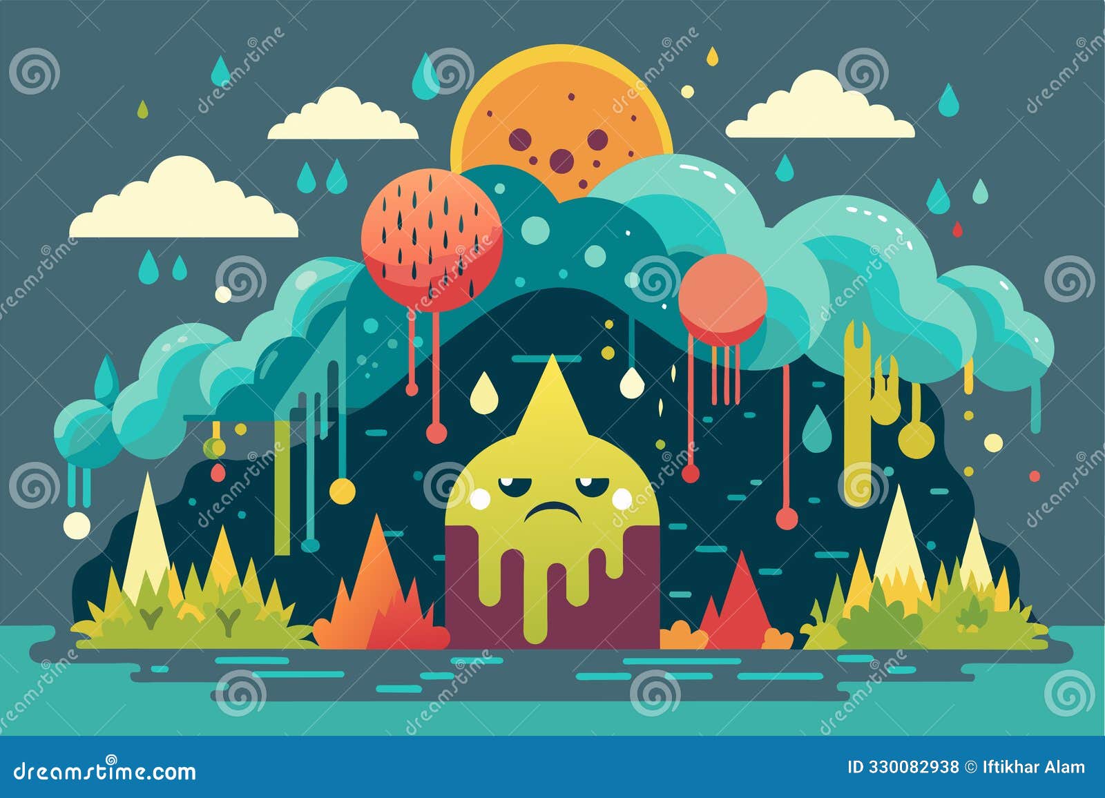 A Vibrant Artistic Representation Shows Acid Rain Affecting the ...