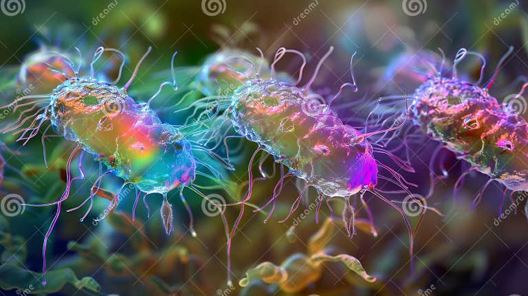 Vibrant Artistic Visualization of Pseudomonas Aeruginosa Bacteria in a ...