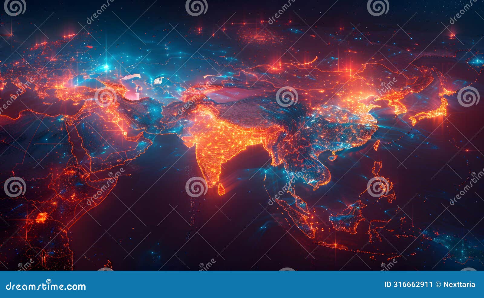 Vibrant Asia Map: a Digital Journey through Cultures Stock Illustration ...