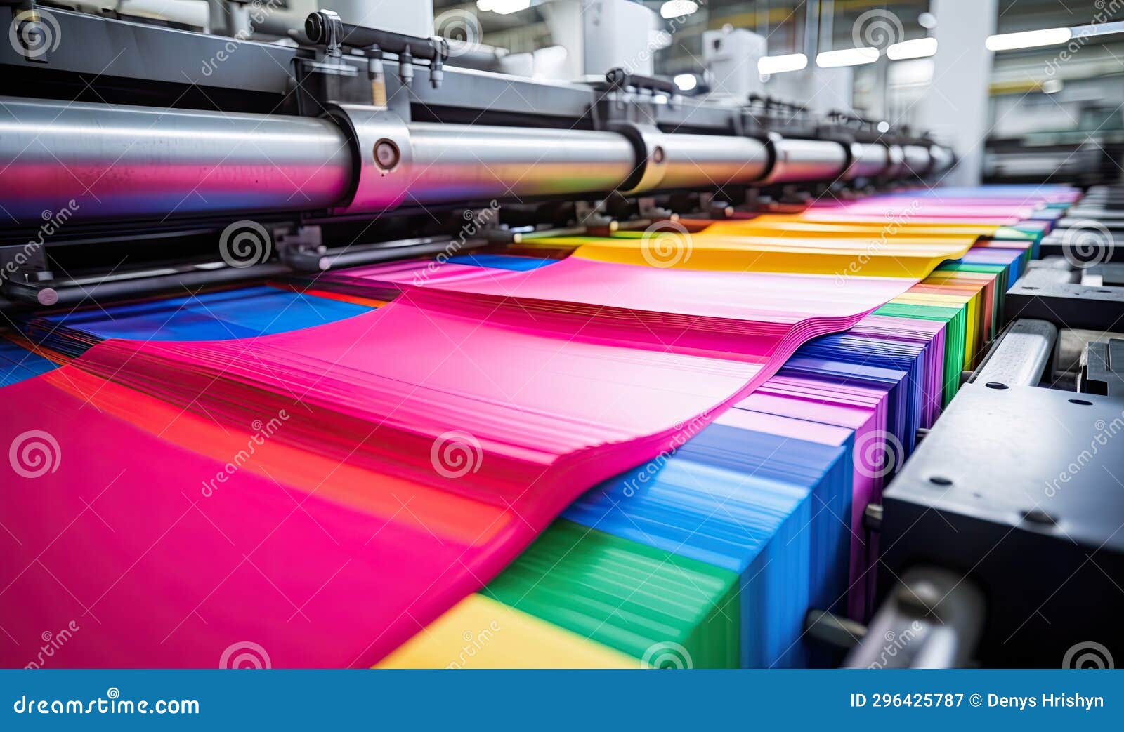A Vibrant Assortment of Colorful Paper on a High-Speed Printer Stock ...