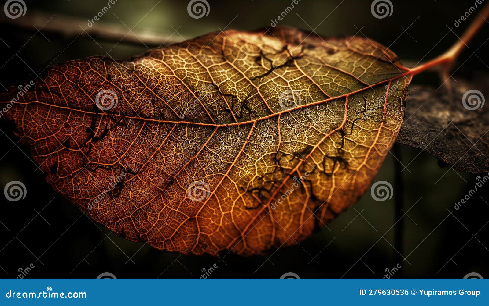Vibrant Autumn Leaf Vein Pattern on Yellow Maple Tree Branch Generated ...