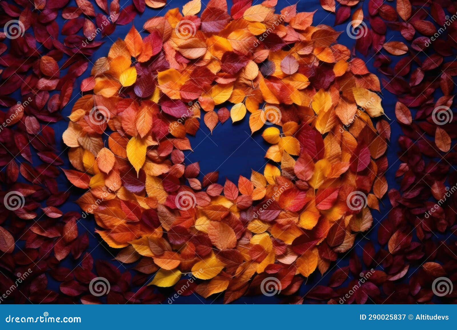 Vibrant Autumn Leaves Arranged in a Circle Stock Image - Image of ...