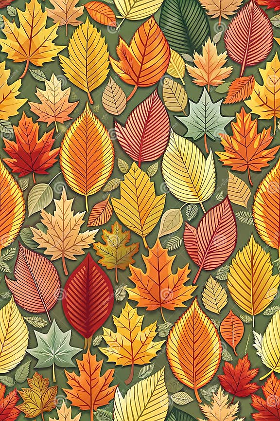 Vibrant Autumn Leaves Pattern - Fall Foliage Design Stock Illustration ...