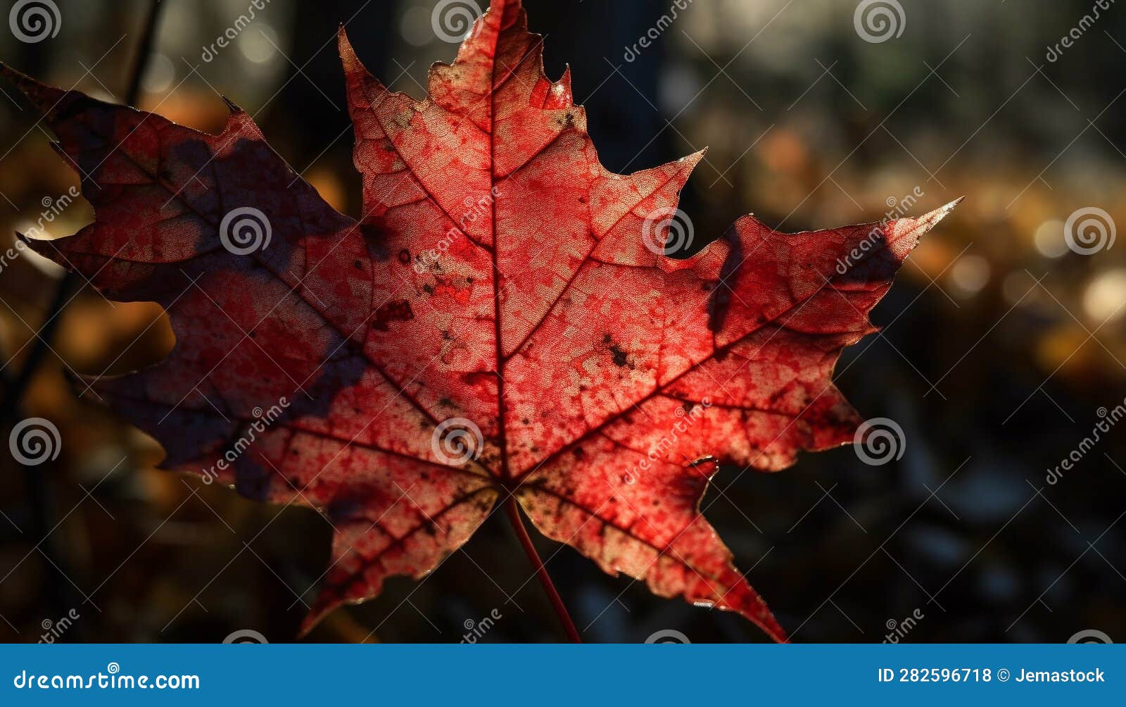 Vibrant Autumn Maple Leaf, Close Up on Leaf Vein, Multi Colored Beauty ...