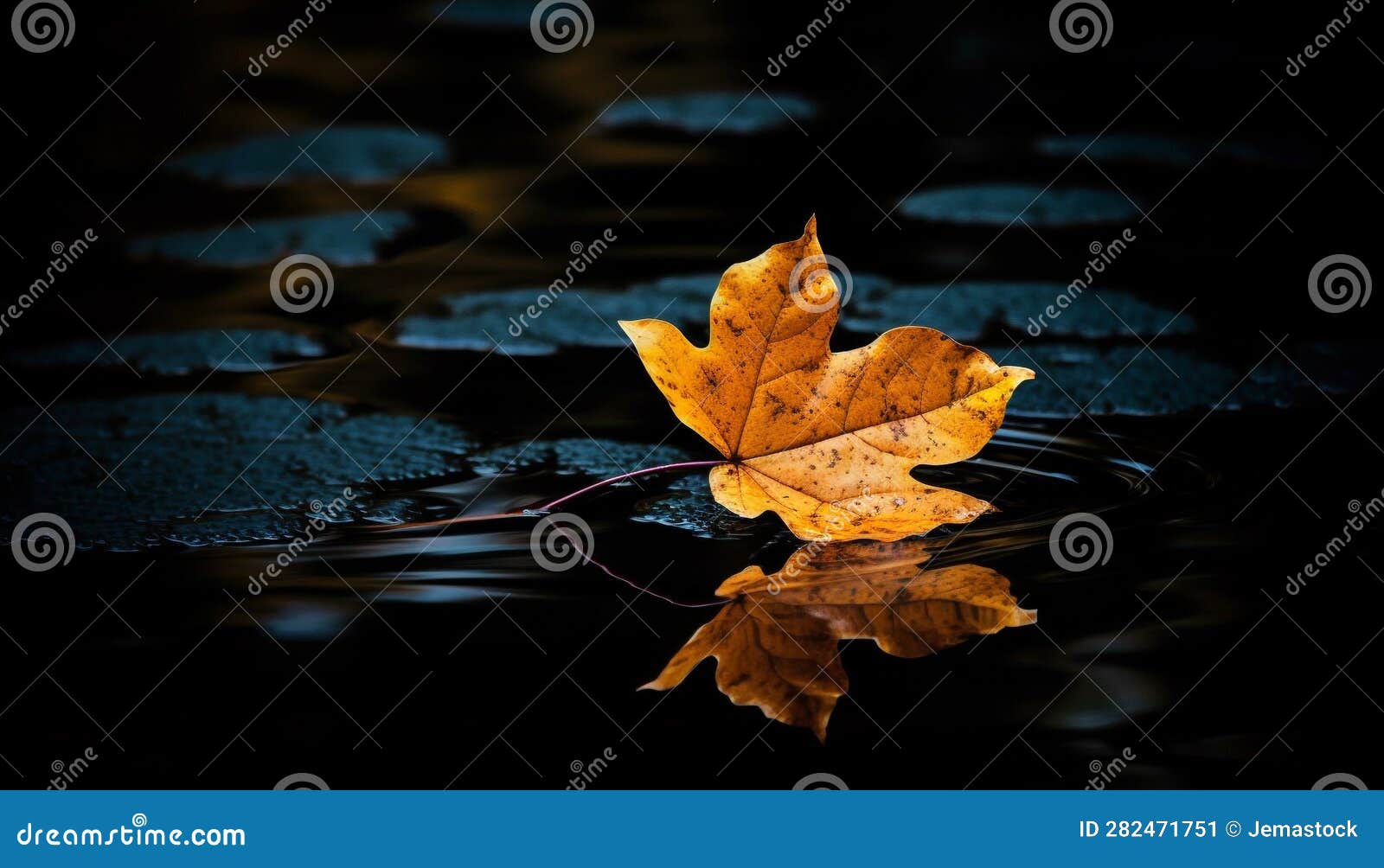 Vibrant Autumn Maple Tree Reflects on Tranquil Pond Water Surface ...
