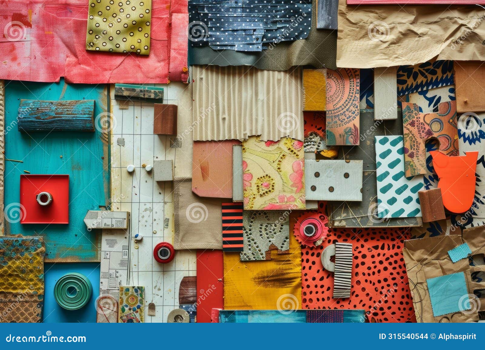 Vibrant Background Collage of Assorted Materials for Diy Upcycling ...