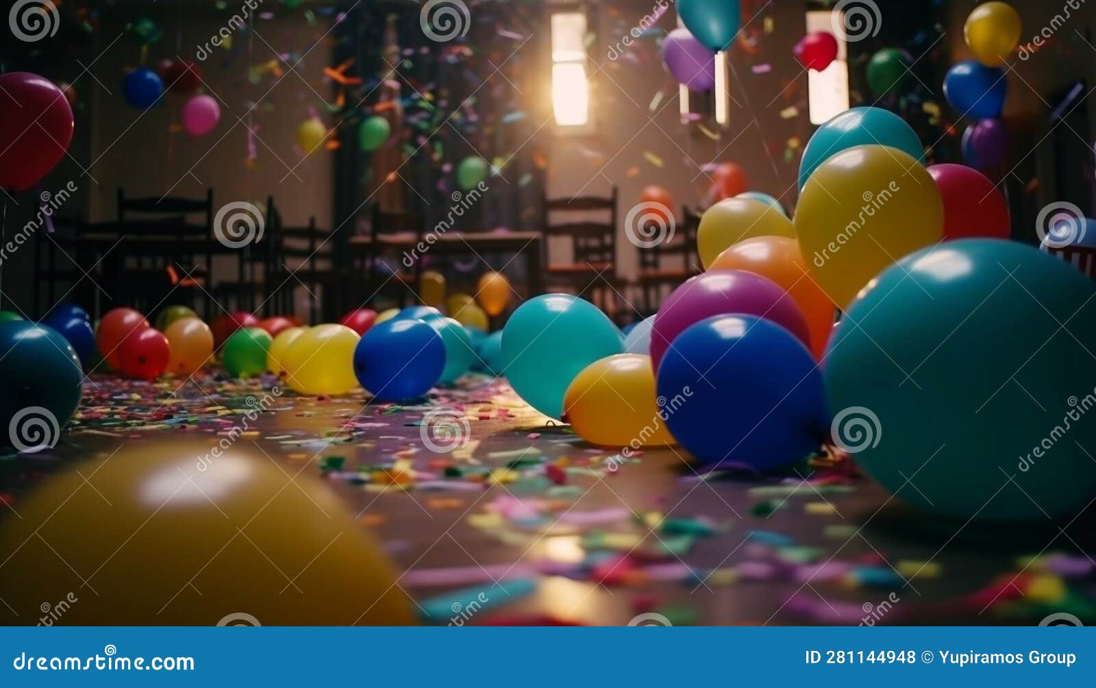 Vibrant Balloons Levitate in a Joyful, Multi Colored Celebration Event ...