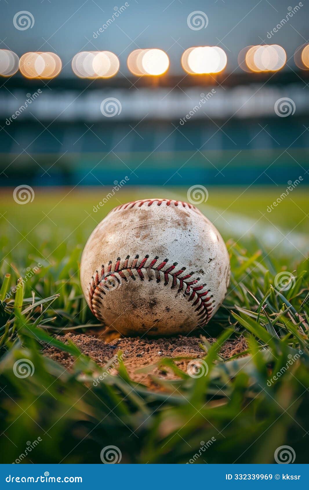Vibrant Baseball Scene with Empty Field, Dirt Mound, and Stadium Lights ...