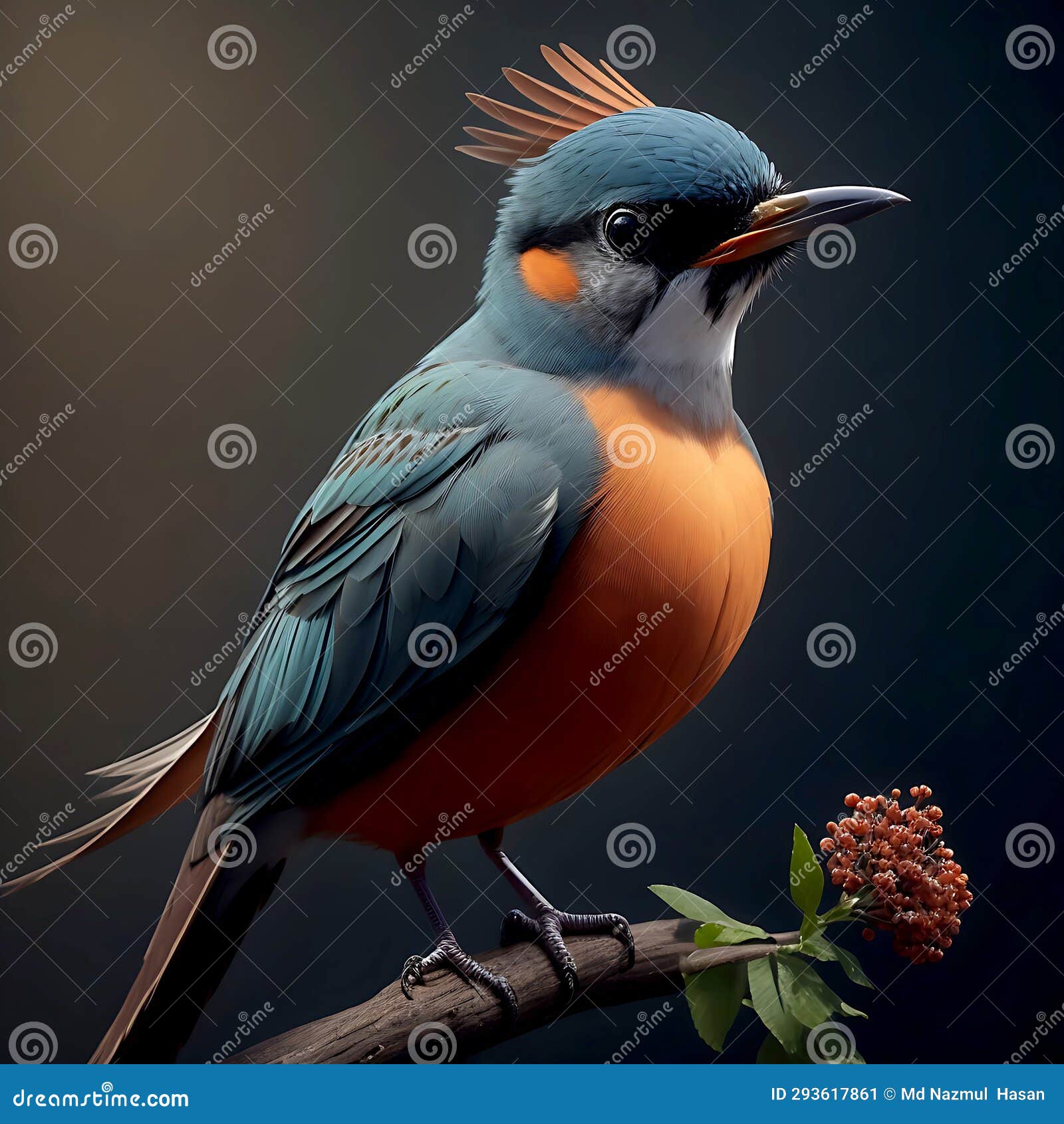 A Vibrant Bird Perching on a Branch in the Wild Generated by AI Stock ...