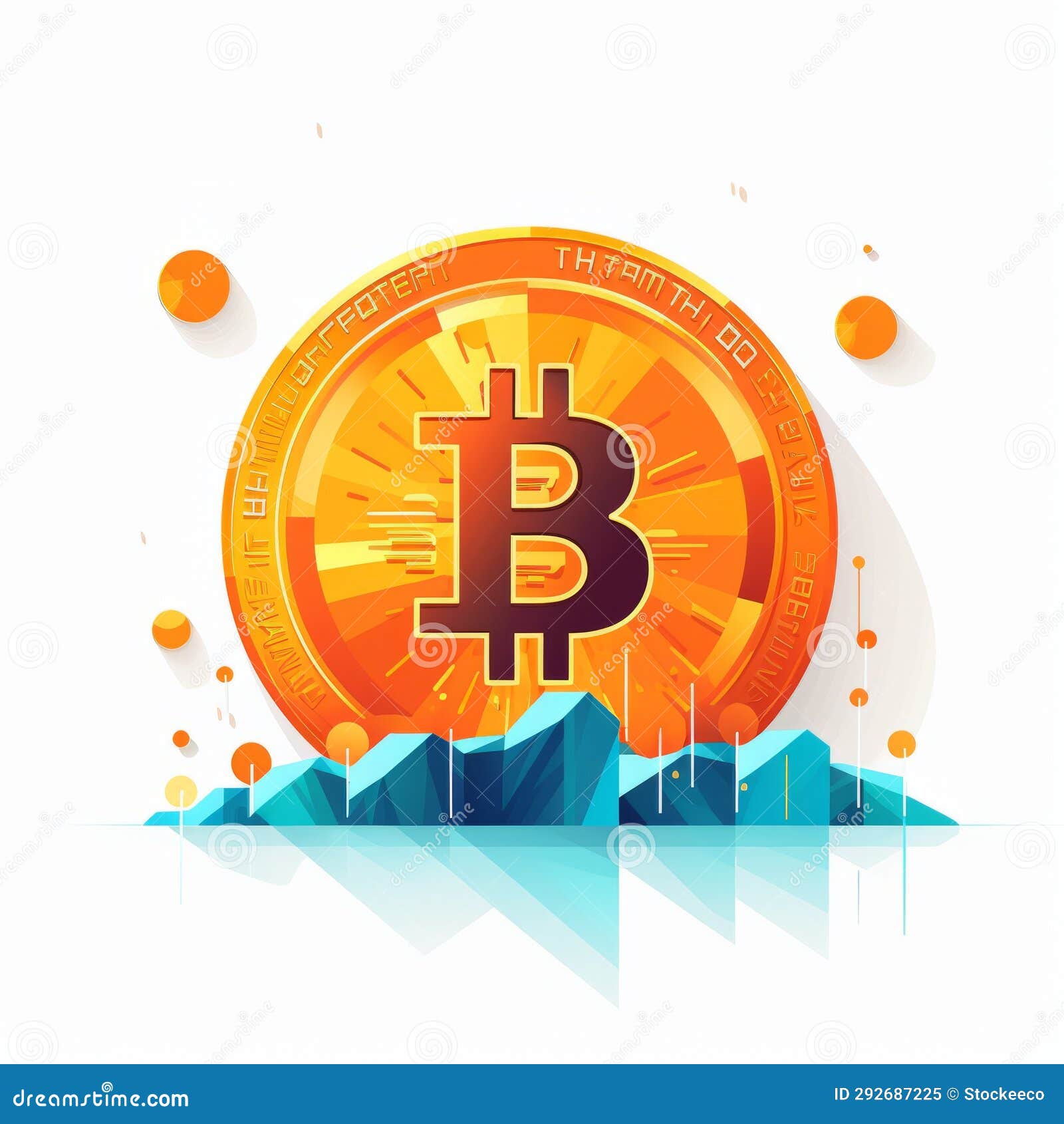Vibrant Bitcoin Art: Flat Vector Illustration with Industrial Design ...