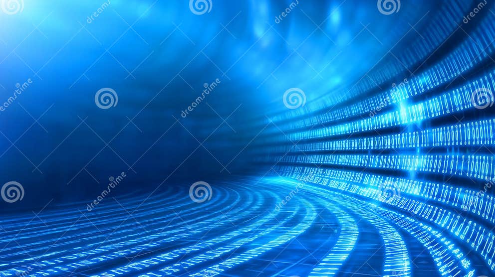 Dynamic Blue Data Flow Depicting Digital Transformation in a Futuristic ...