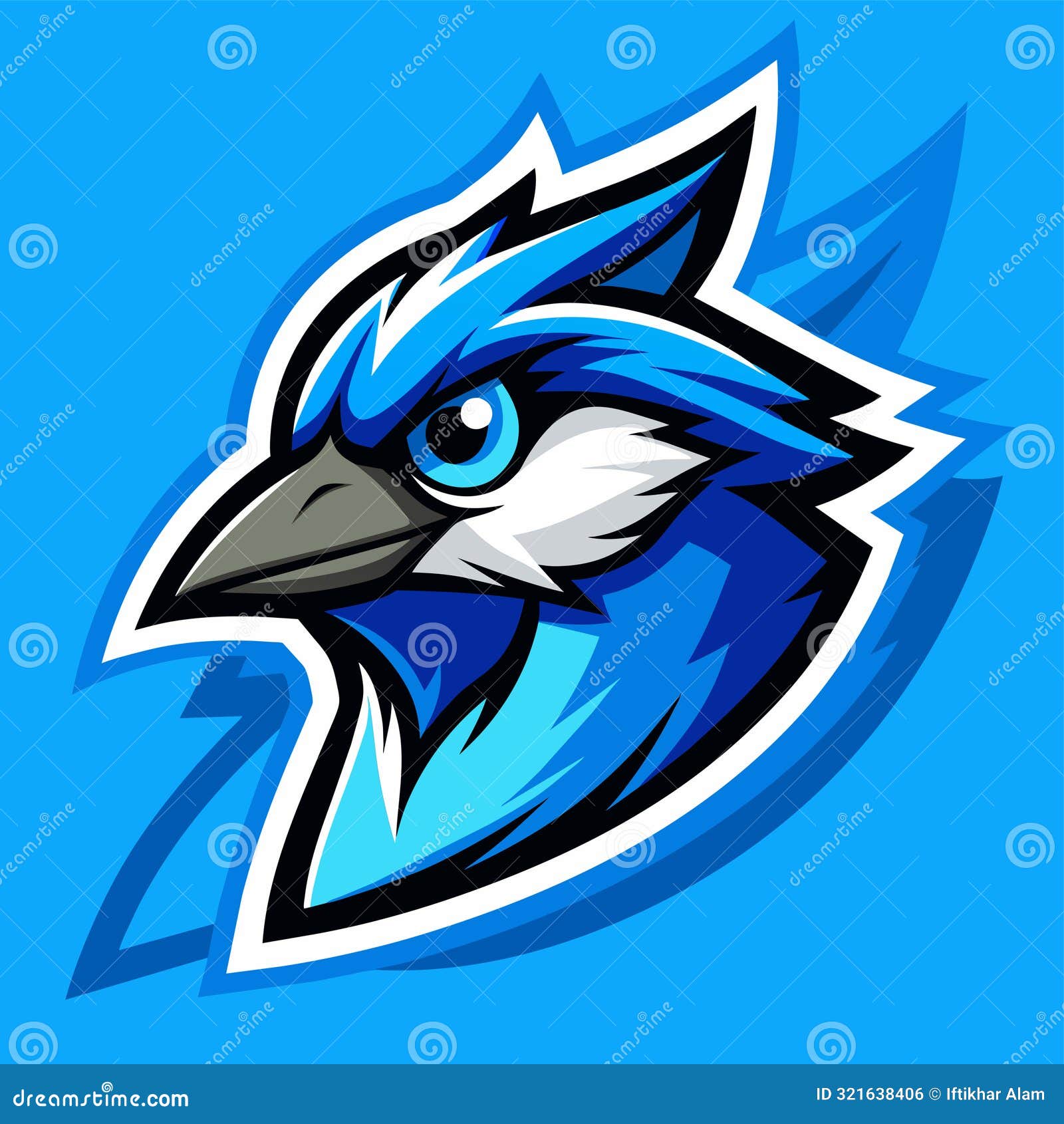 A Vibrant Blue Jay Head Mascot, Stylized in a Modern Vector Design ...